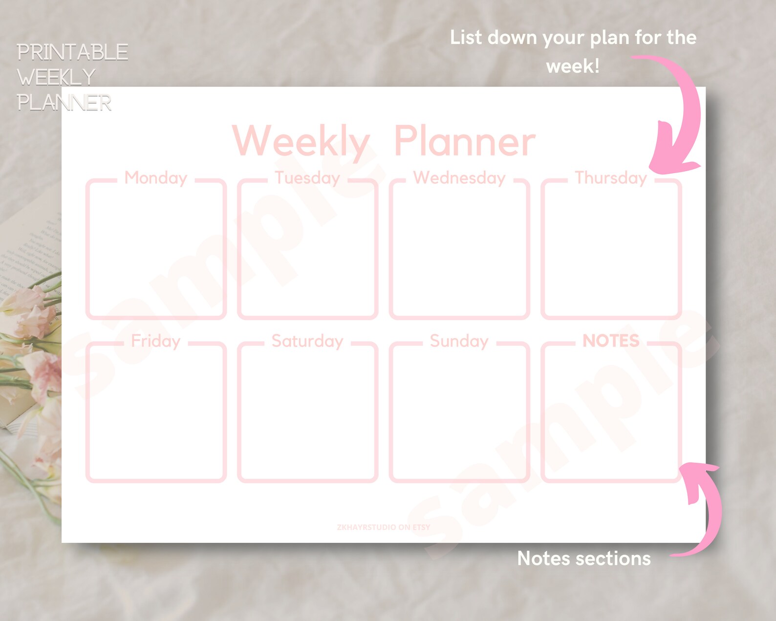 Printable Student Weekly Planner Pastel Planner Minimalist - Etsy