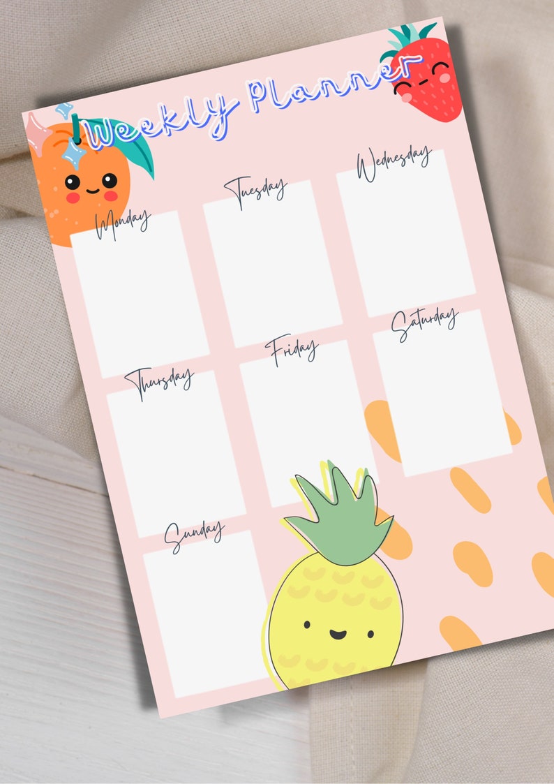Fruity Weekly Planner Kawaii Cute Pastel Kawaii Planner - Etsy