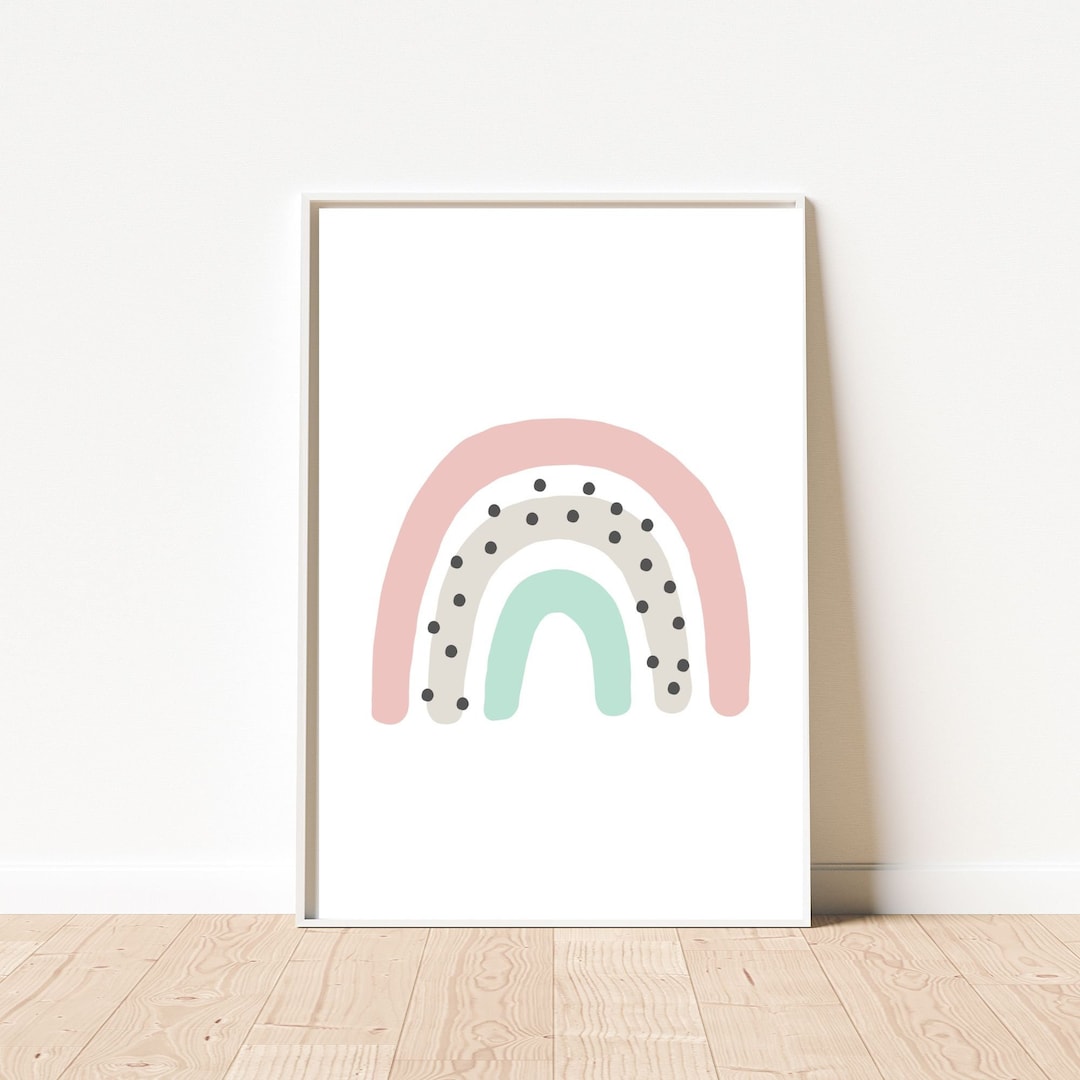 Pastel Rainbow Art Print, Printable Wall Art, Rainbow Nursery Decor ...