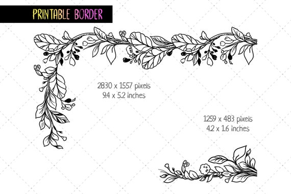 Big Border With Flowers Printable Border A4 Instant Download - Etsy