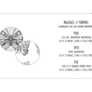 Butterfly Printable Coloring Pages for Kids, Instant Download PNG, JPEG ...
