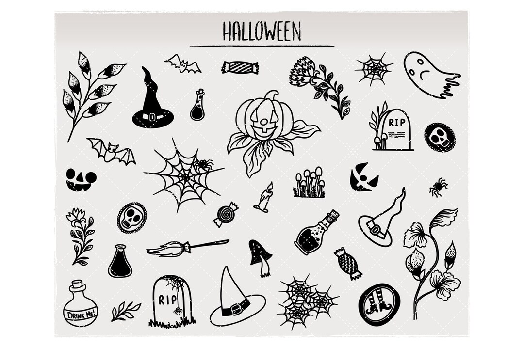 Halloween Doodle, Printable Border A4, Instant Download PNG, JPEG, PDF ...