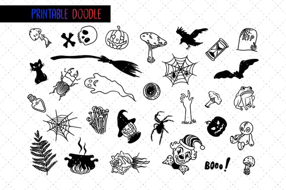 Halloween Doodle Printable Border A4 Instant Download PNG - Etsy