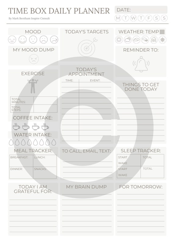 Time Box Daily Planner Printable A4 - Etsy