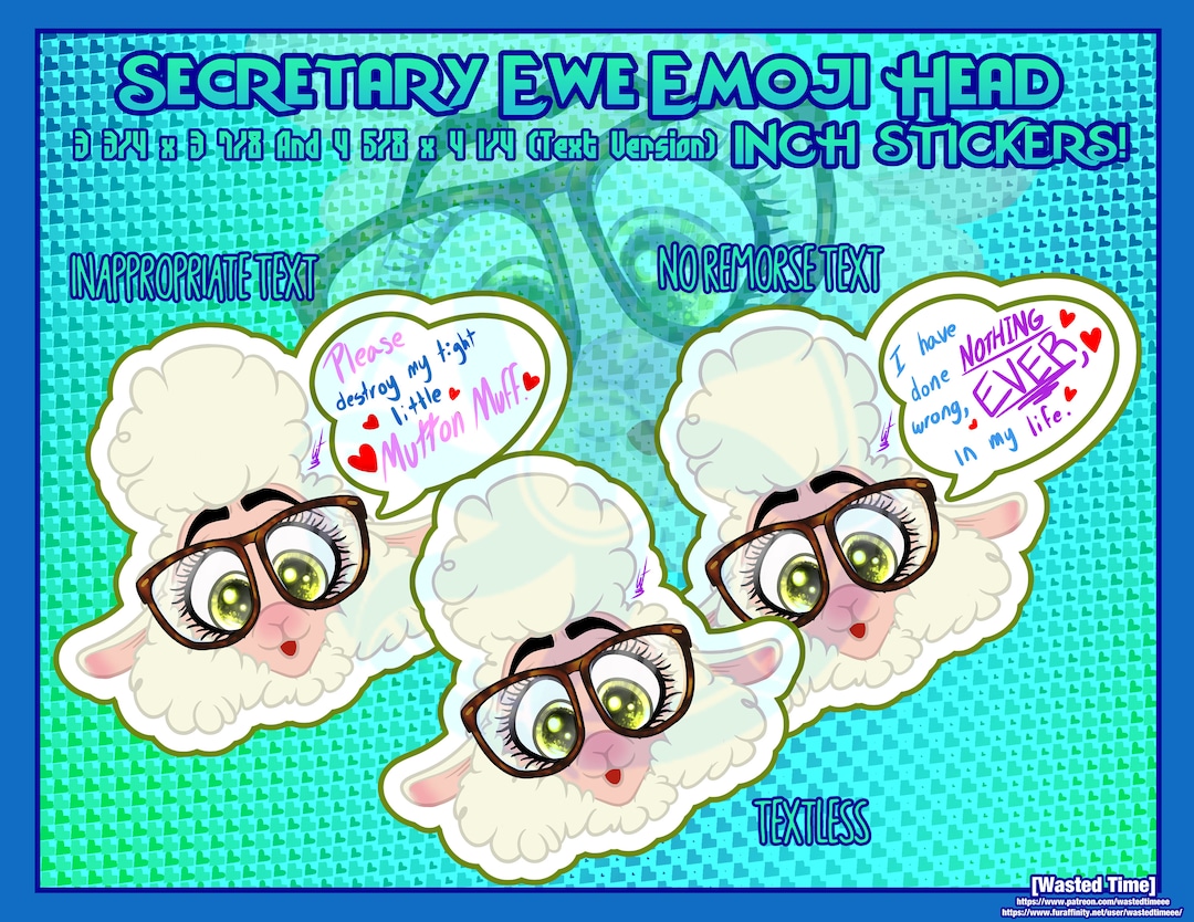 Secretary Ewe Emoji Head Sticker Set - Etsy