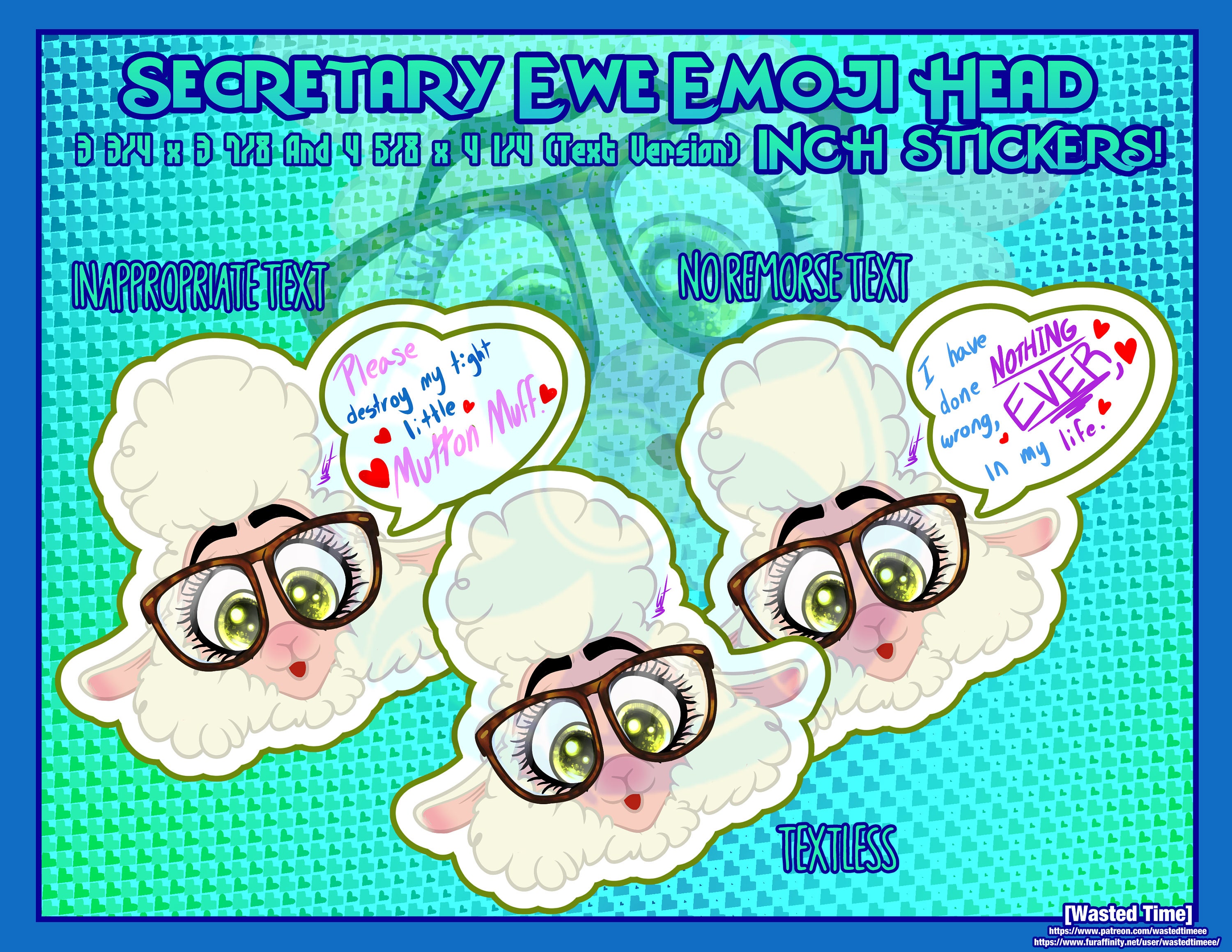 Secretary Ewe Emoji Head Sticker Set - Etsy