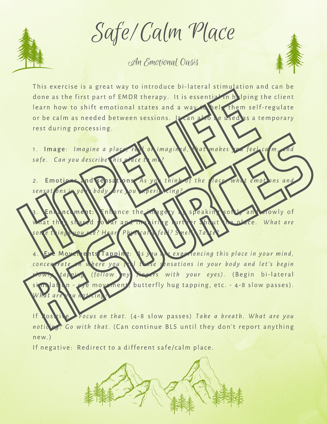 EMDR Resource Calm Safe Place Script - Etsy