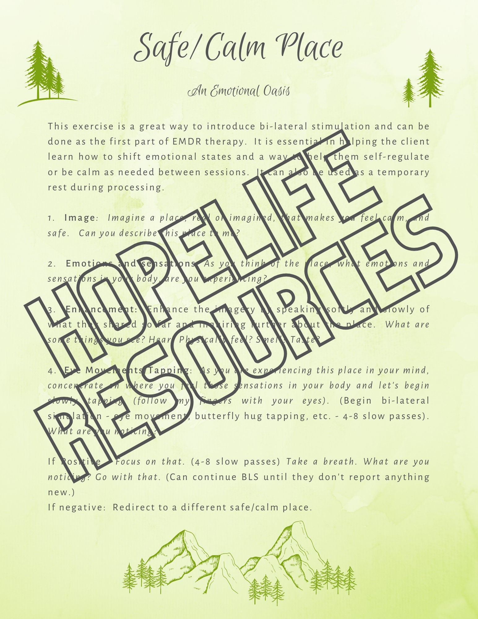 EMDR Resource Calm Safe Place Script - Etsy