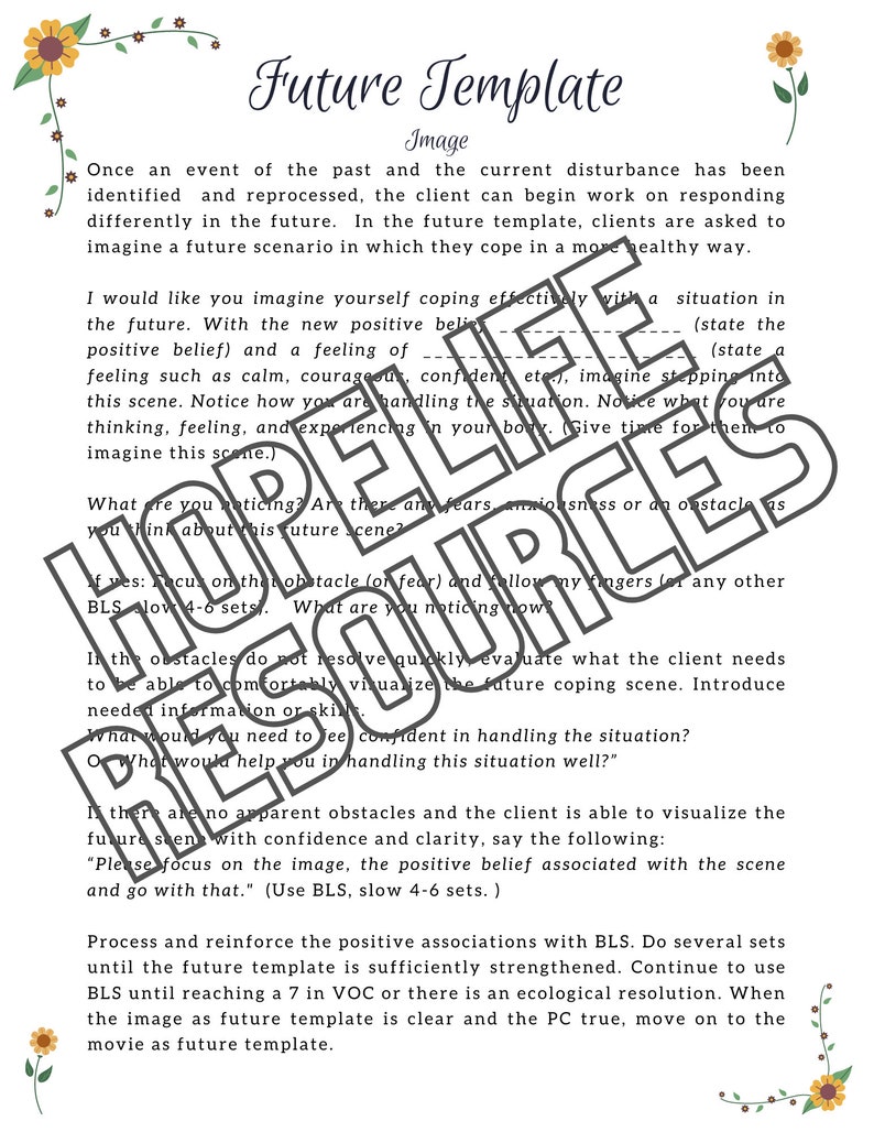 EMDR Future Template For Therapists Image And Movie Etsy