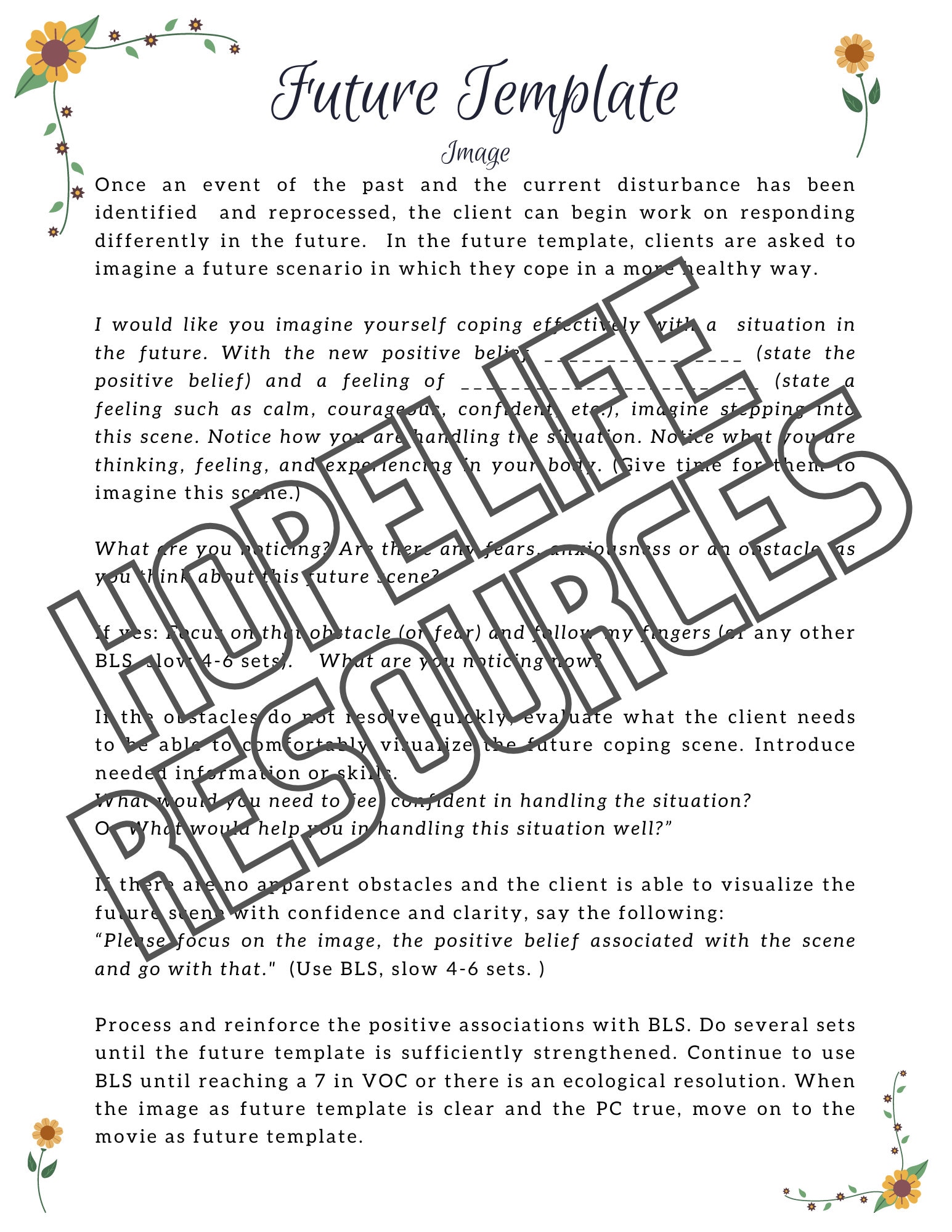 EMDR Future Template for Therapists Image and Movie - Etsy