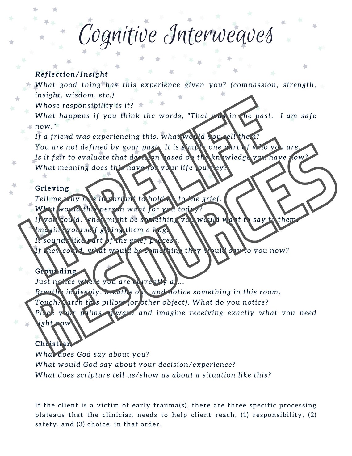 EMDR Cognitive Interweave Prompts - Intervention for Therapists. - Etsy