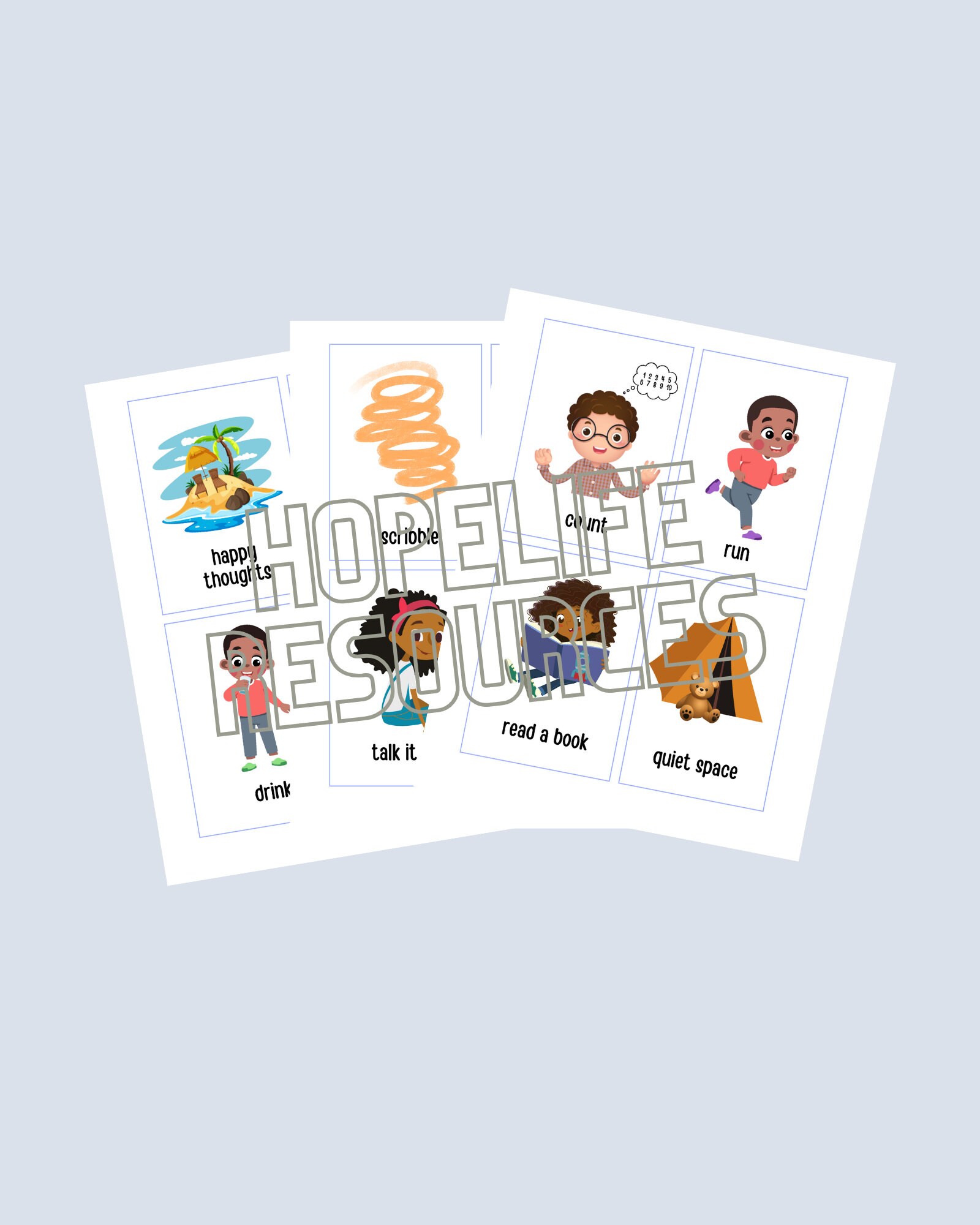 Coping Skills Cards for Children Therapeutic Intervention for Calming ...