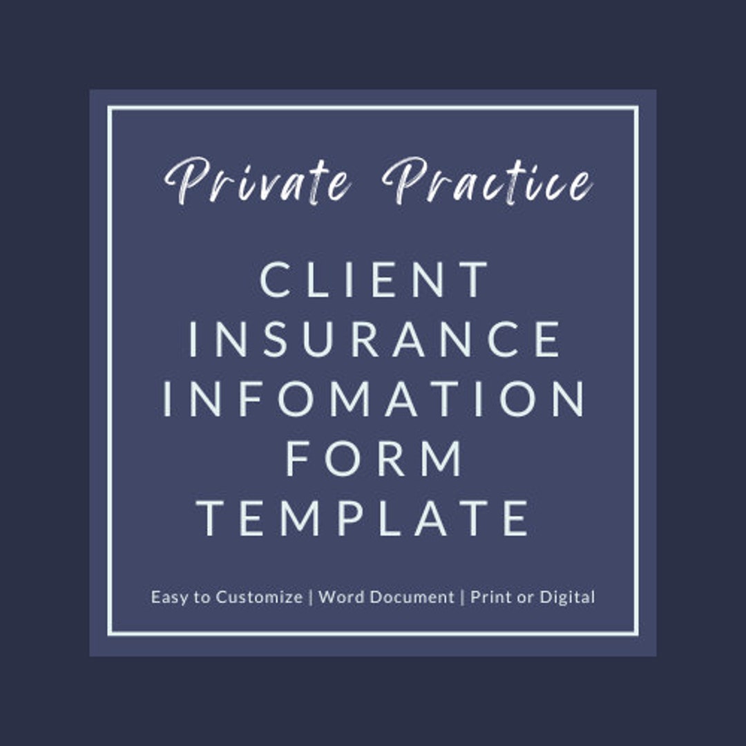 Client Insurance Information Form Template for Psychotherapist in ...