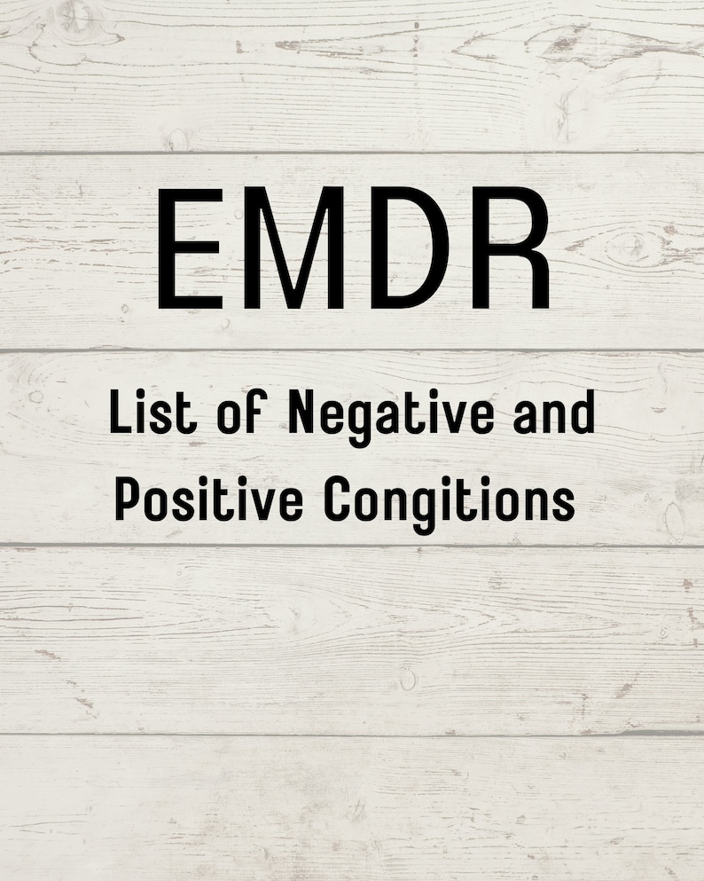 EMDR Resource - List of Negative and Positive Cognitions - Etsy