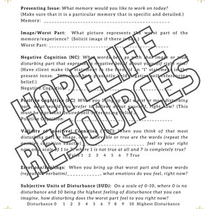 EMDR Assessment Worksheet With Script for Therapists - Phase 3 - Etsy