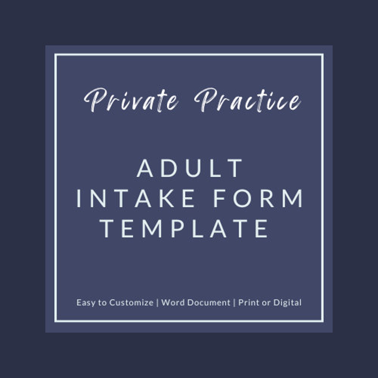 Psychotherapy Adult Intake Form for Counselors Private Practice - Etsy