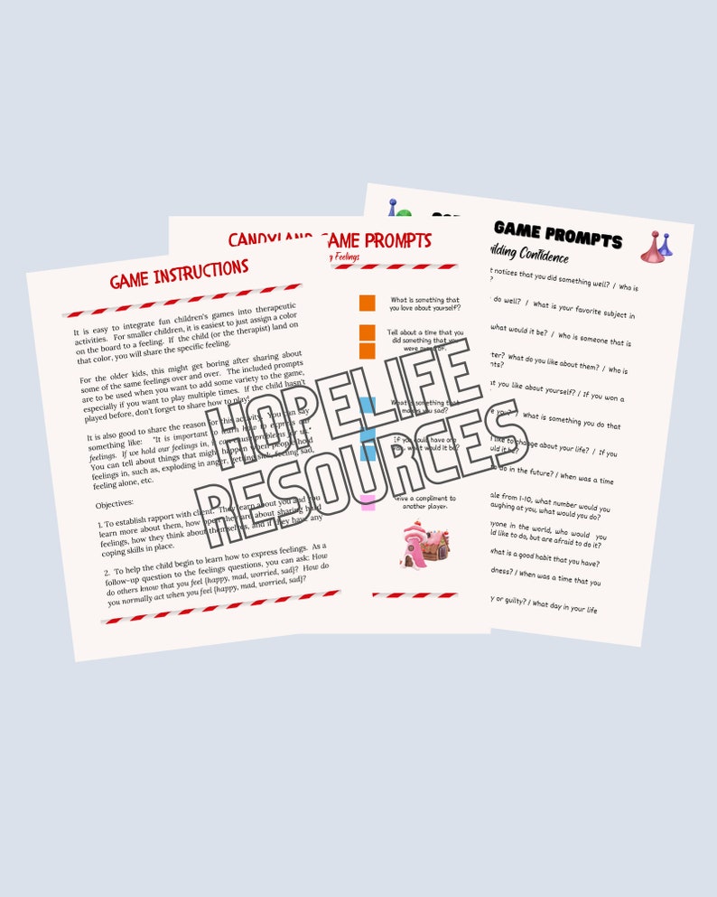 Child Therapy Game Questions Download for Use With Candyland and Sorry ...