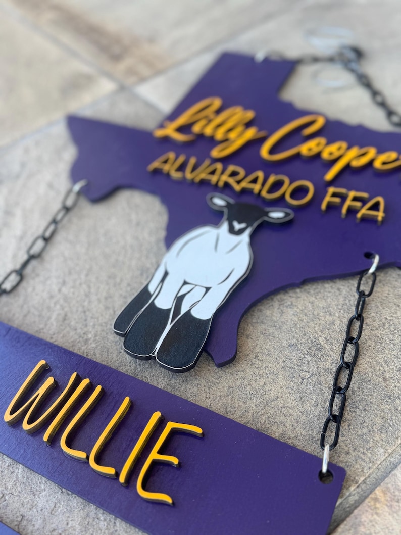 Custom FFA Lamb Stall Sign: Personalized State Shape, 4H Show Decor ...