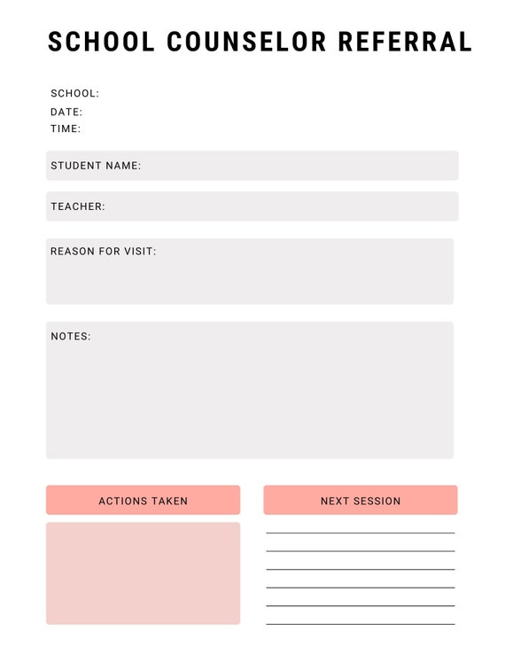 School Counselor Referral Form Minimalist Counselor Referral - Etsy