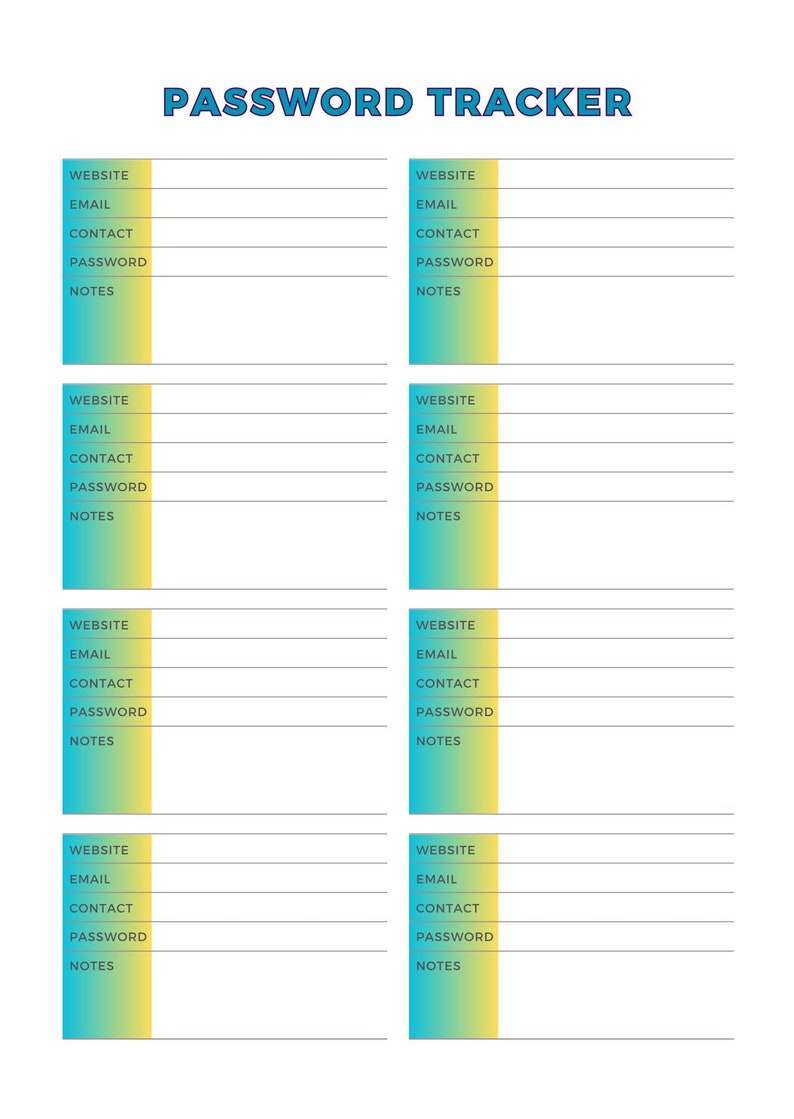 Instant Printable Password Tracker Fillable | Password Keeper ...