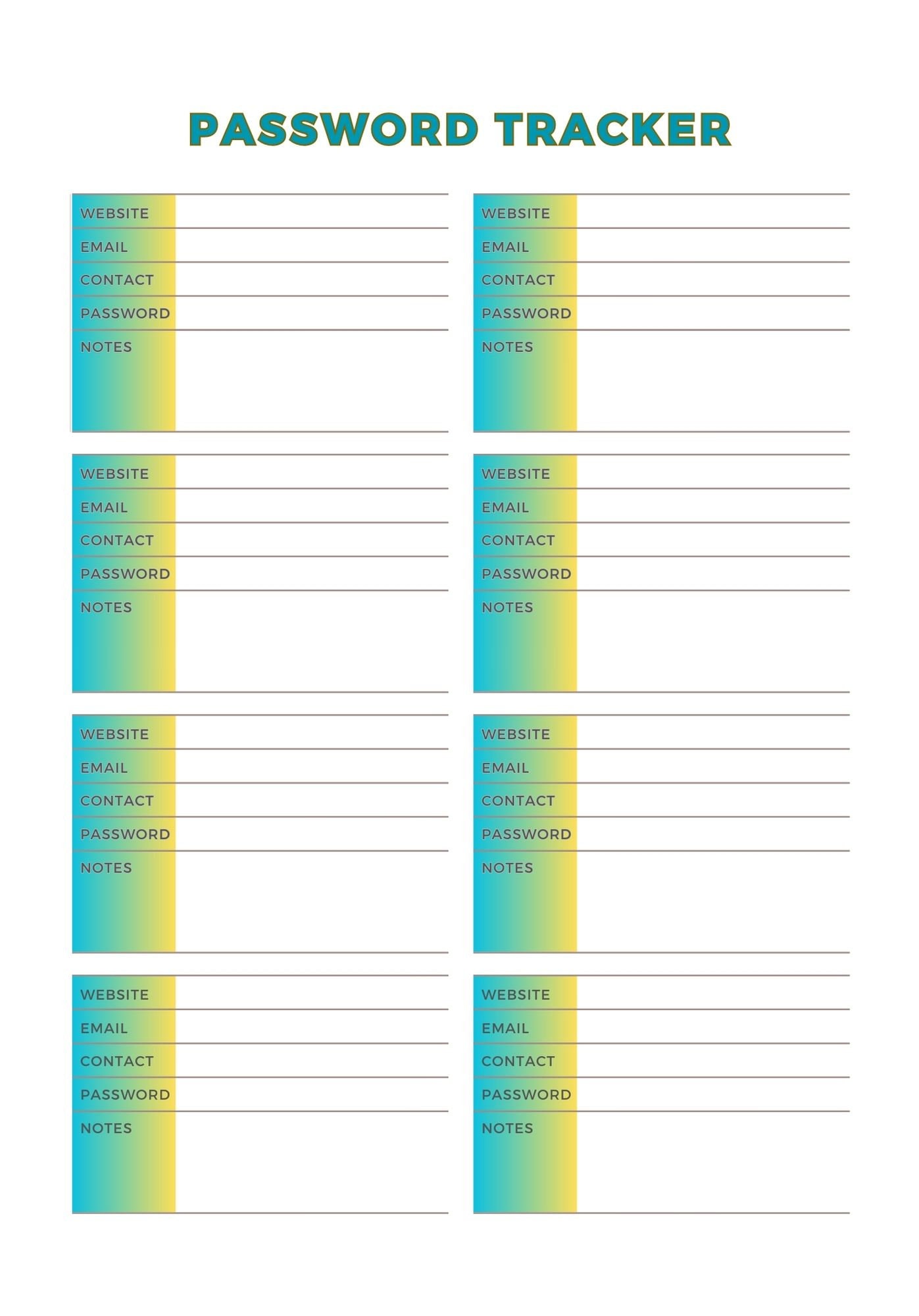 Instant Printable Password Tracker Fillable | Password Keeper ...