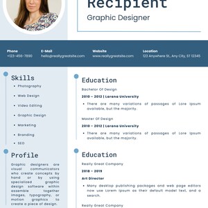 Personalized Resume Template With Photo Professional Resume - Etsy