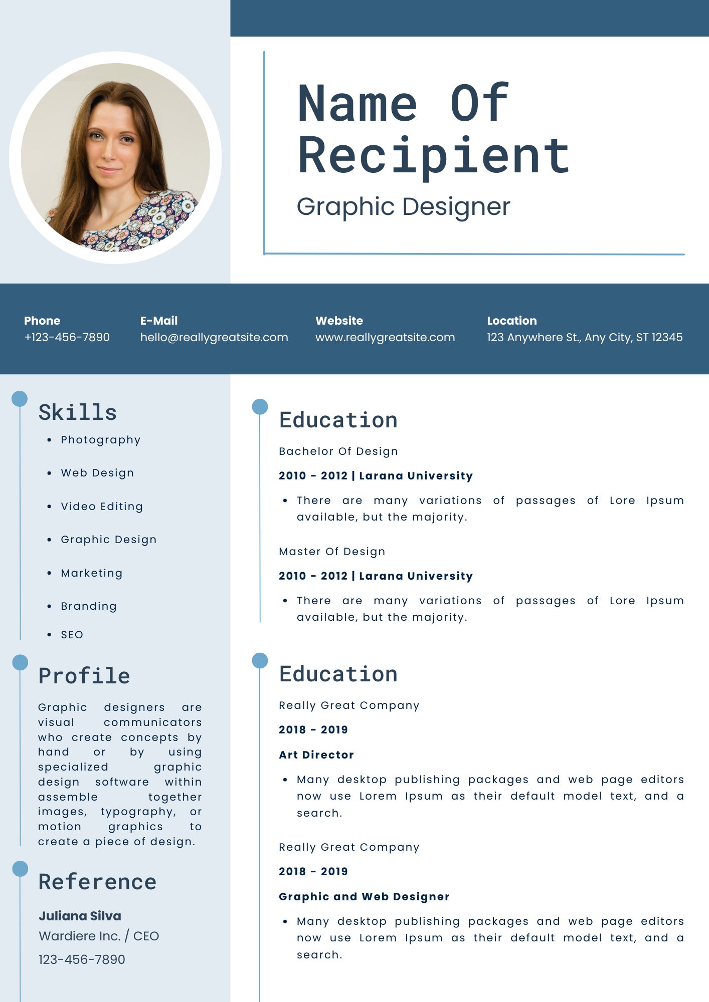 Personalized Resume Template With Photo Professional Resume - Etsy
