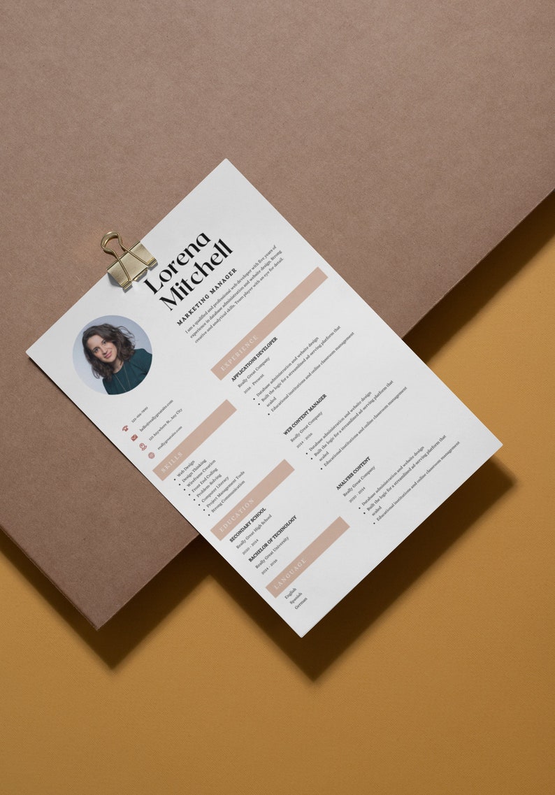 Business CV Resume Template, Resume Template With Photo, Resume With ...