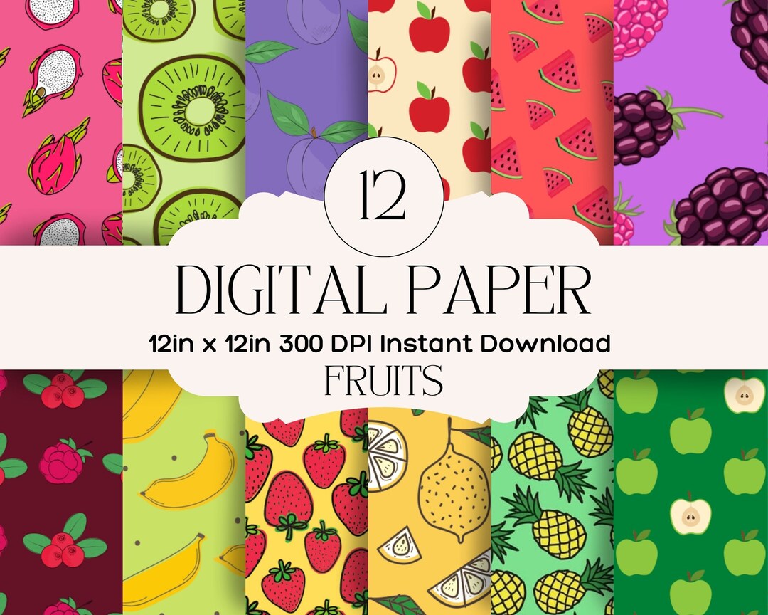 Fruits Seamless Pattern | Fruits Digital Paper | Fruit Background ...
