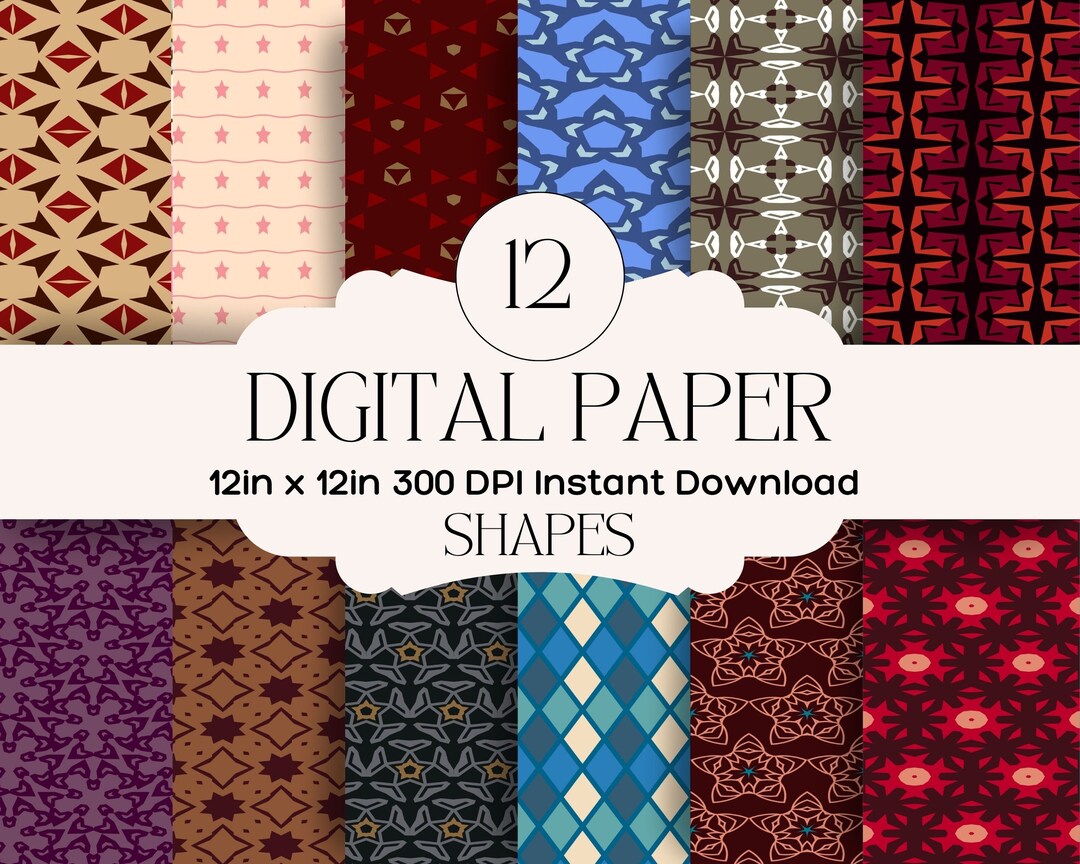 Variety Shapes Digital Paper Patterns | Digital Scrapbook Papers ...