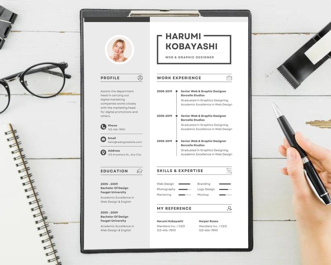 Editable Canvas Resume Printable Template, Professional Modern Resume ...