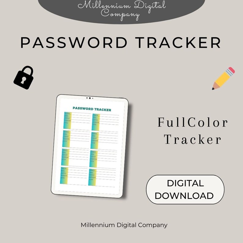 Instant Printable Password Tracker Fillable | Password Keeper ...