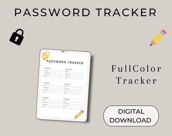 Instant Printable Password Tracker Fillable | Password Keeper ...