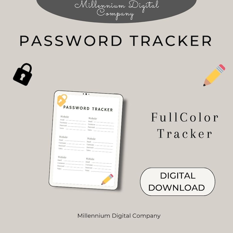 Minimal Password Tracker Printable & Fillable | Password Keeper ...