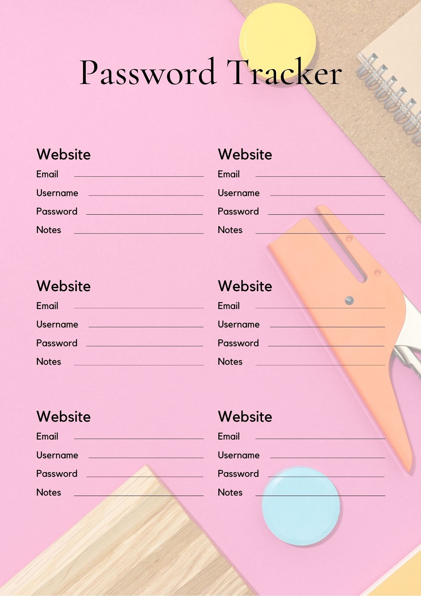 Passwords Tracker Template With Password List for Organizer - Etsy
