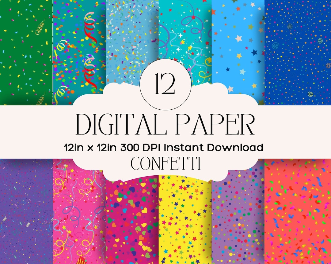 Unique Confetti Digital Paper Patterns | Digital Scrapbook Papers ...