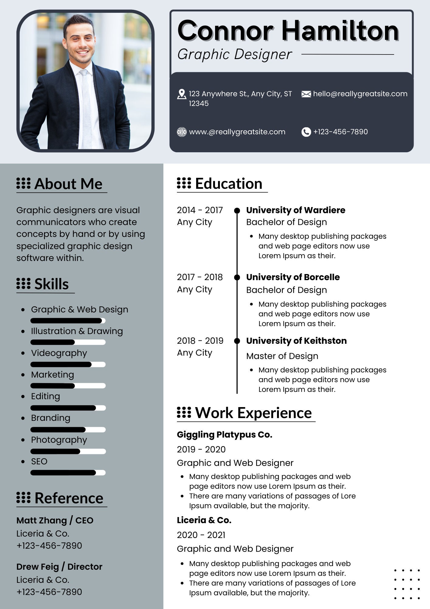 Modern Executive Resume Template Resume Template With Photo - Etsy