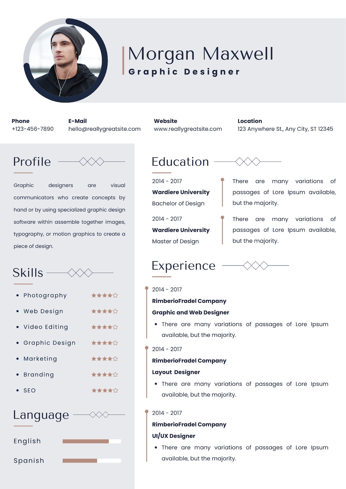 Custom Printable Resume Template With Photo Professional - Etsy