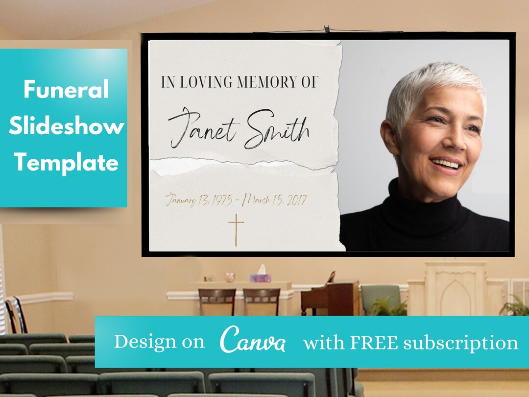 White Ivory Funeral Slideshow Template, Photo Collage Tribute, Canva ...