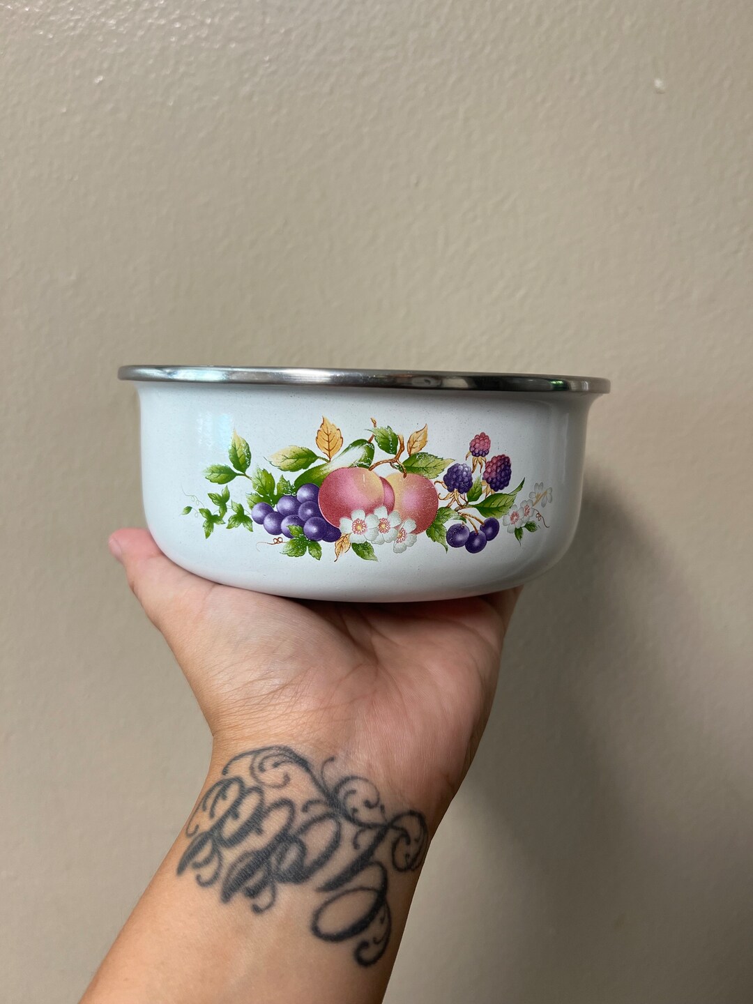 Vintage Enamel Fruit Bowl, Enamelware Camping Bowls Kitchenware - Etsy