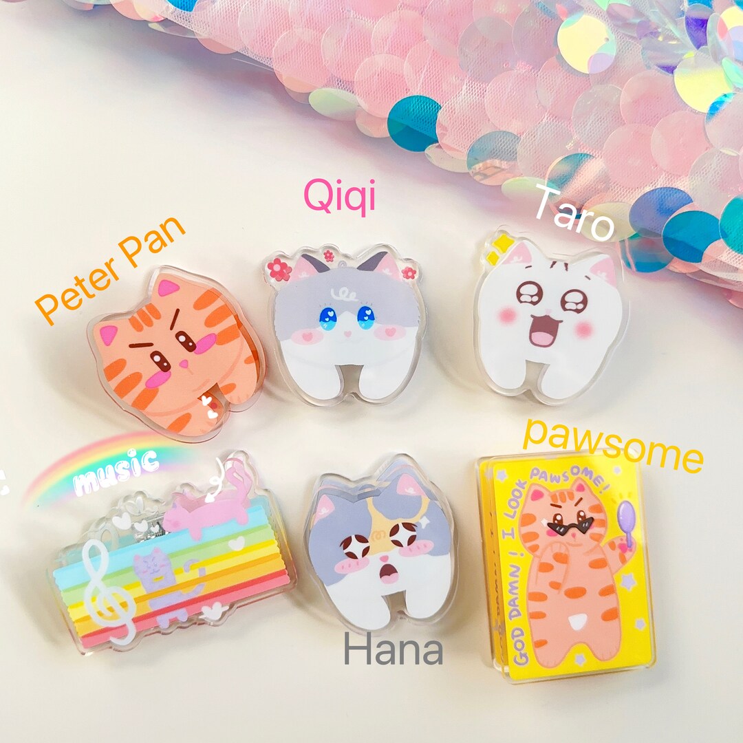 Cute Cat Clip - Acrylic Paper Clips | Double-sided | Hand-drawing Clips ...