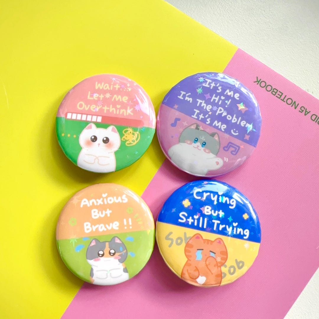 Funny Cat Button Badges - Etsy