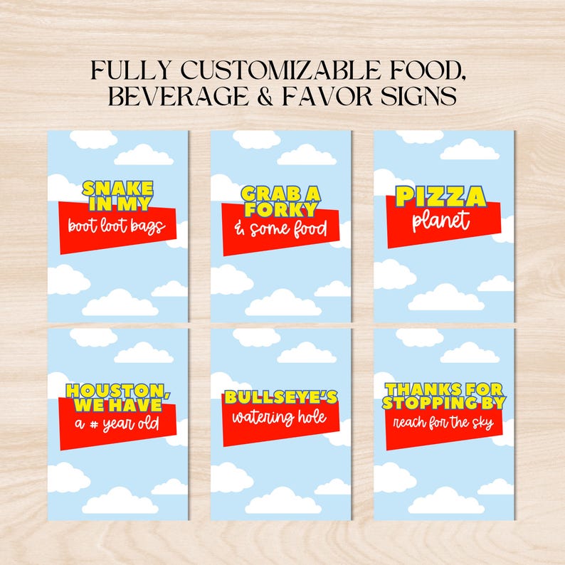 Toy Story Party Sign Template Bundle Editable Birthday Theme Food Drink ...