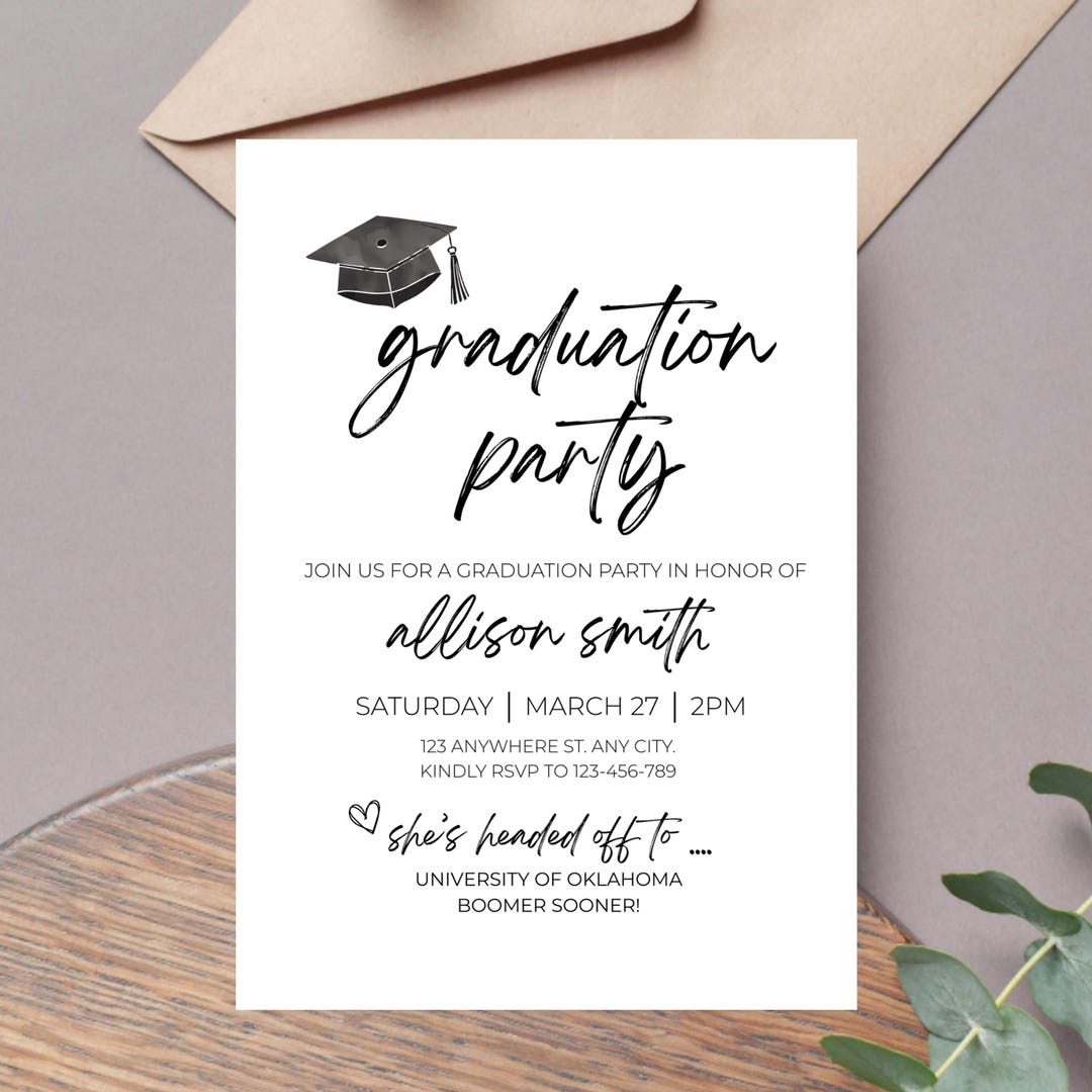 Class of 2025 Graduation Party Invitation Template | Editable Grad ...