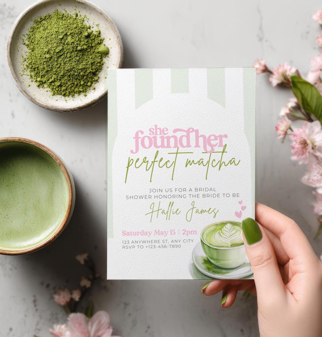 Found Her Perfect Matcha Bridal Shower Invitation Template Editable ...
