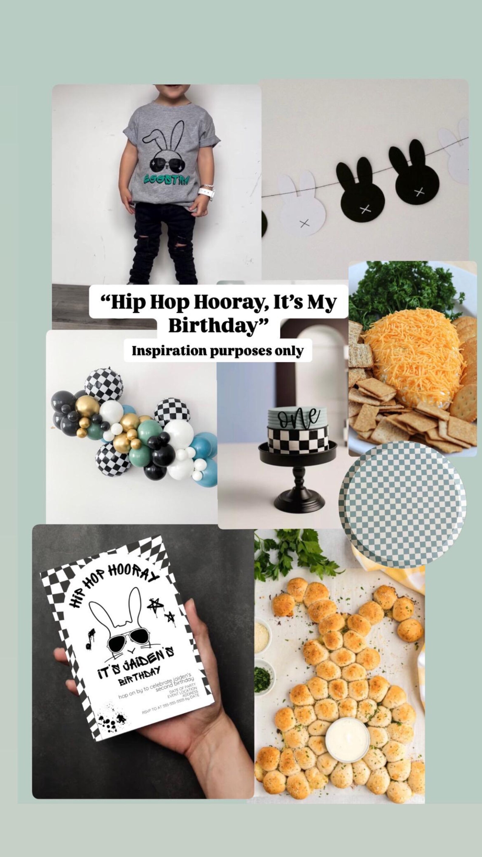 Editable Hip Hop Hooray Bunny / Easter Theme Birthday Invite - Etsy