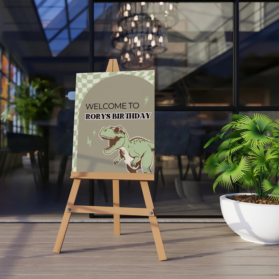 Editable Dinosaur Theme Welcome Party Sign twoausaurus, Three Rex ...