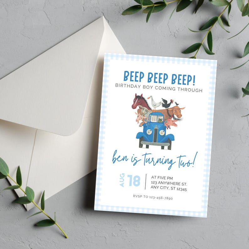 Little Blue Truck Invitation Template | Editable 2nd Birthday Theme ...