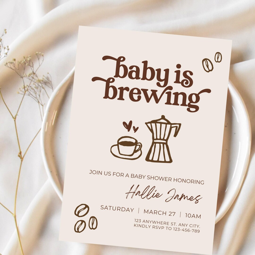 Coffee Baby is Brewing Shower Invitation Template Editable Gender ...
