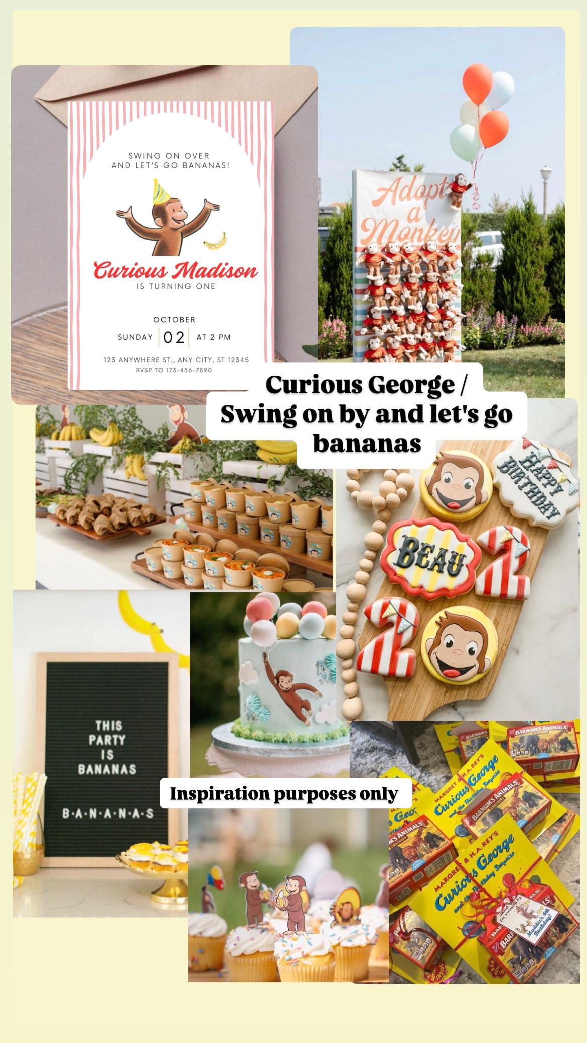 Editable Modern Curious George / Swing Over Lets Go Bananas Theme ...